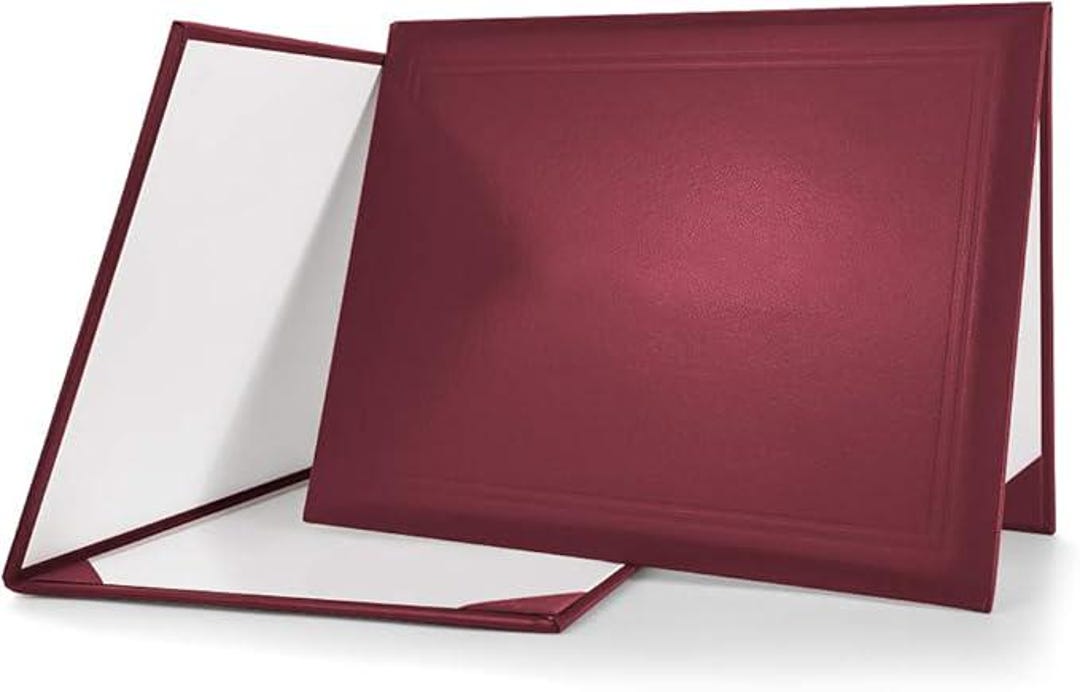 Maroon Smooth Padded Leather Diploma Cover Certificate Holder Black 8.5 ...