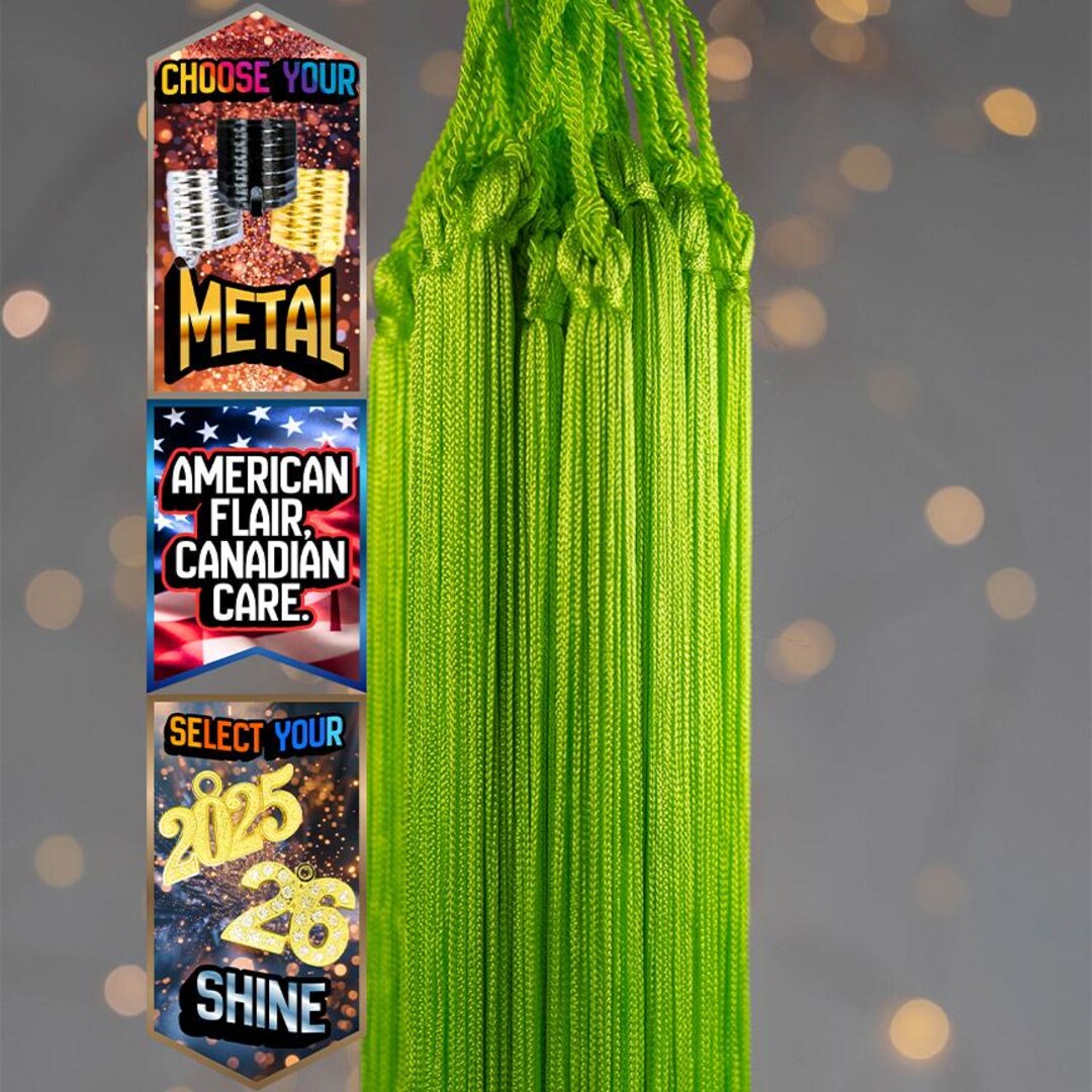 Graduation Tassel - Lime Green - Choose Your Year and Style for Cap and ...