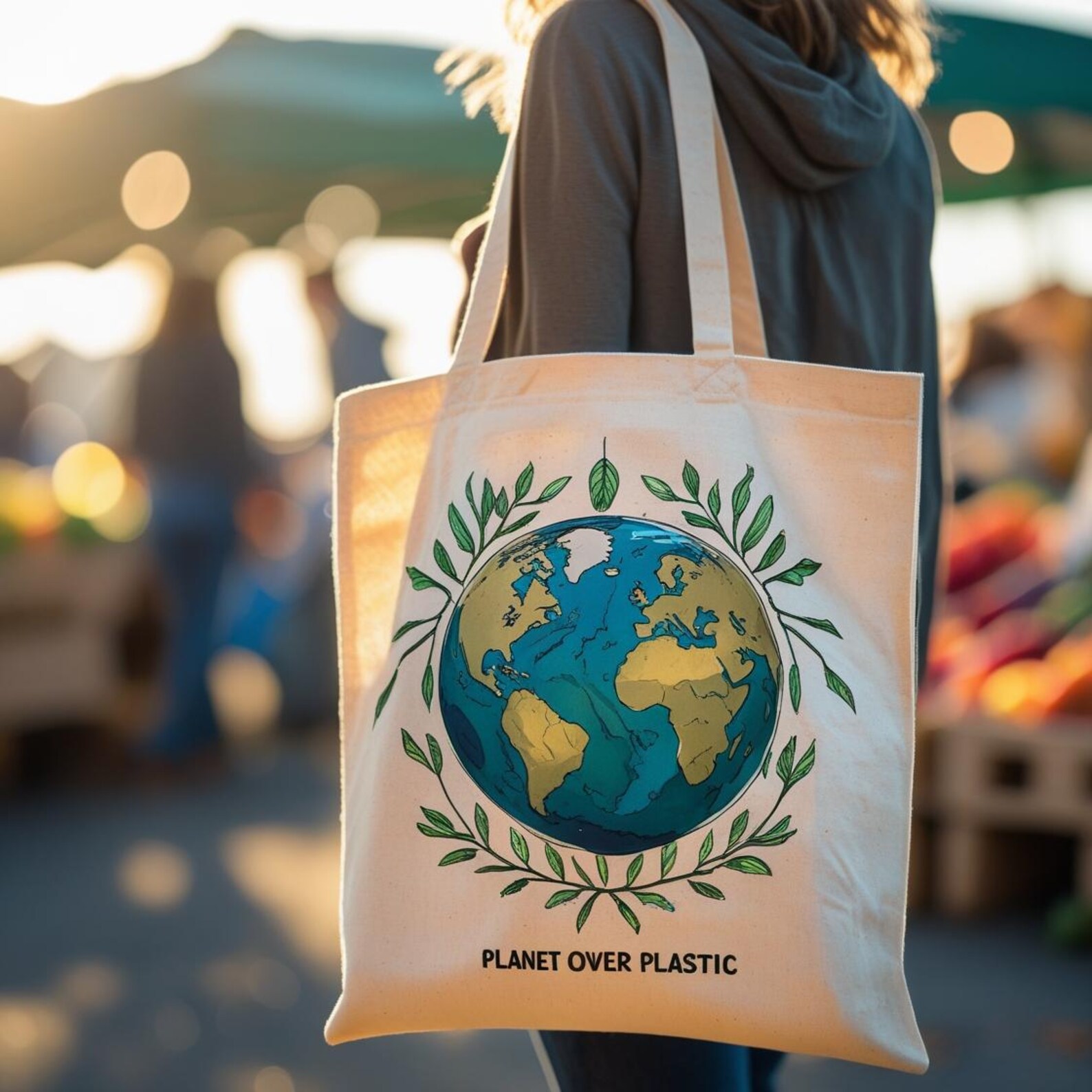 Planet Over Plastic Eco Tote Bag Svg Vector, Environmental Earth ...