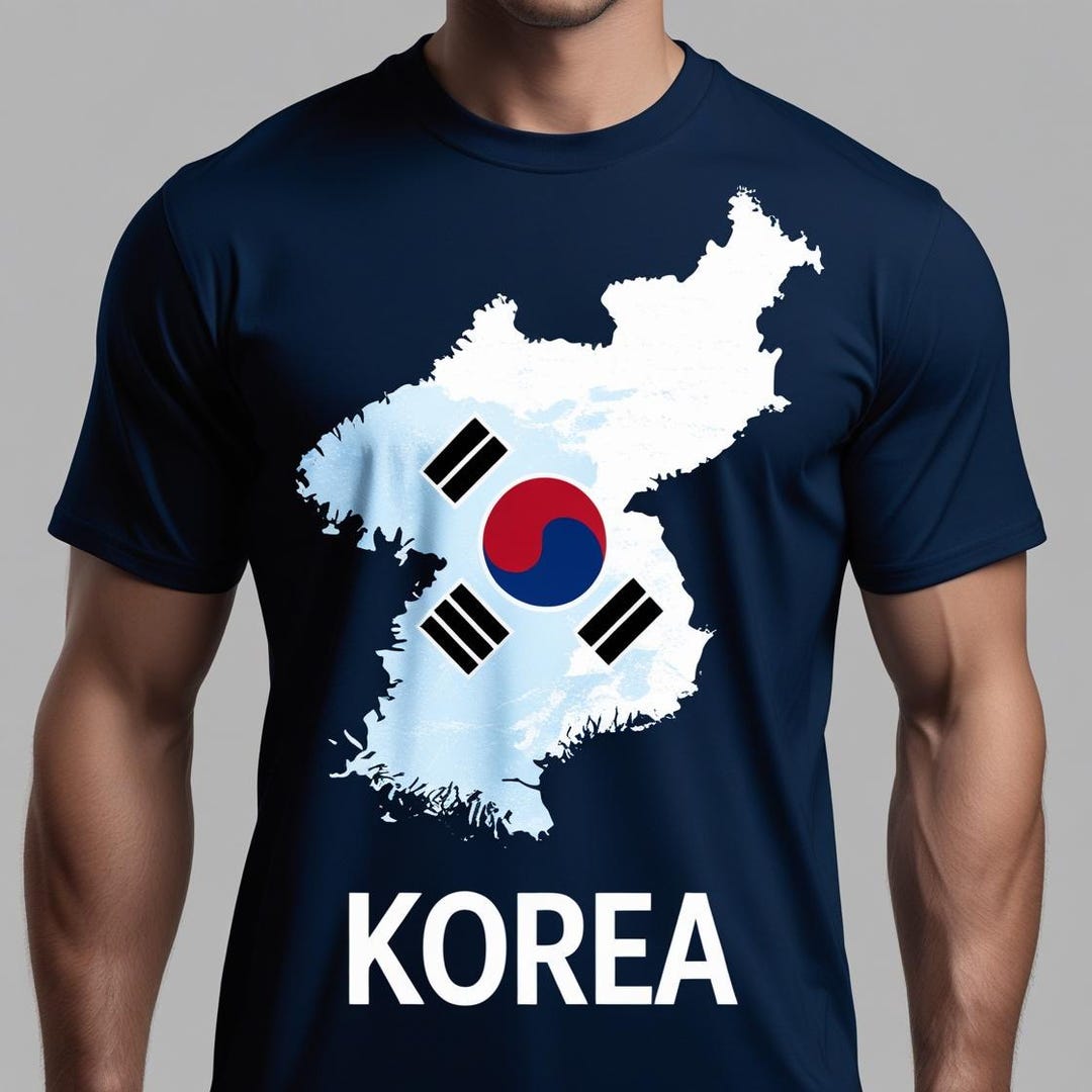 Korea Map Svg Vector Digital Print | South Korea Flag on Silhouette ...