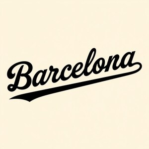Barcelona Retro Script SVG Logo | Vintage City Typography | Baseball ...