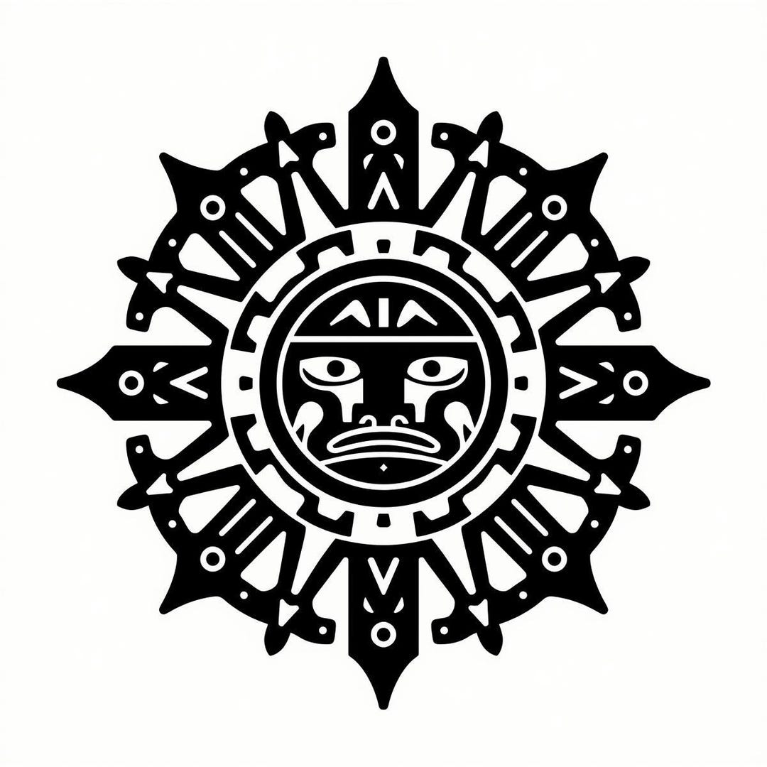 Aztec Sun Symbol SVG Vector | Ancient Tribal Emblem | Retro Mythology ...