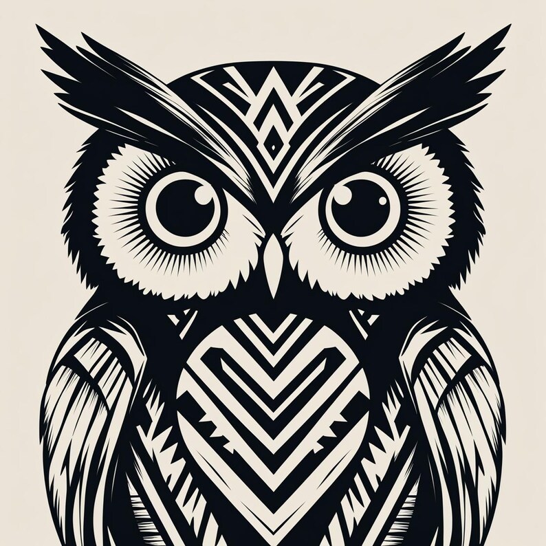 Tribal Owl Head SVG Vector | Bold Owl Logo PNG Cricut CNC Digital ...