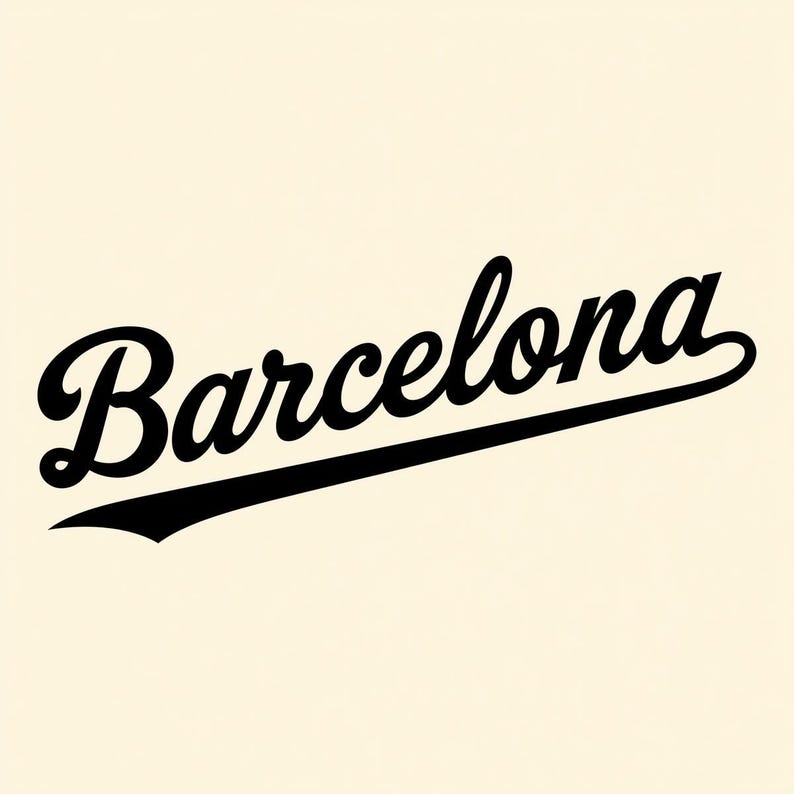 Barcelona Retro Script SVG Logo | Vintage City Typography | Baseball ...