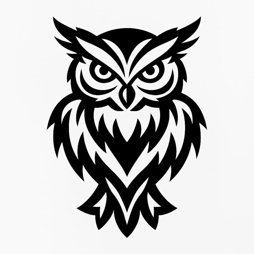 Tribal Owl Head SVG Vector | Bold Owl Logo PNG Cricut CNC Digital ...