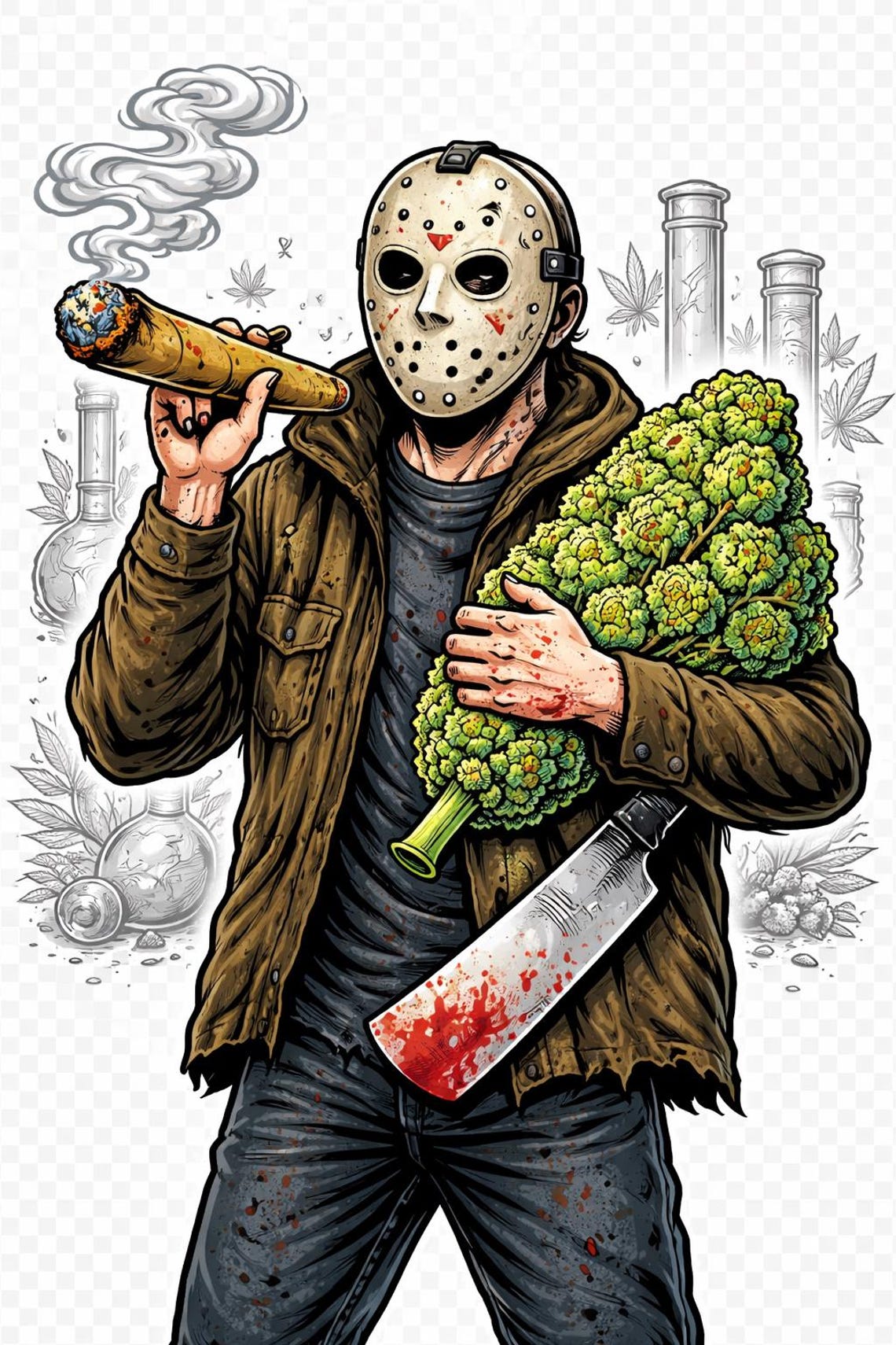 Stoner Slasher Graphic | Horror Weed Art PNG | DTF Ready Shirt Design ...