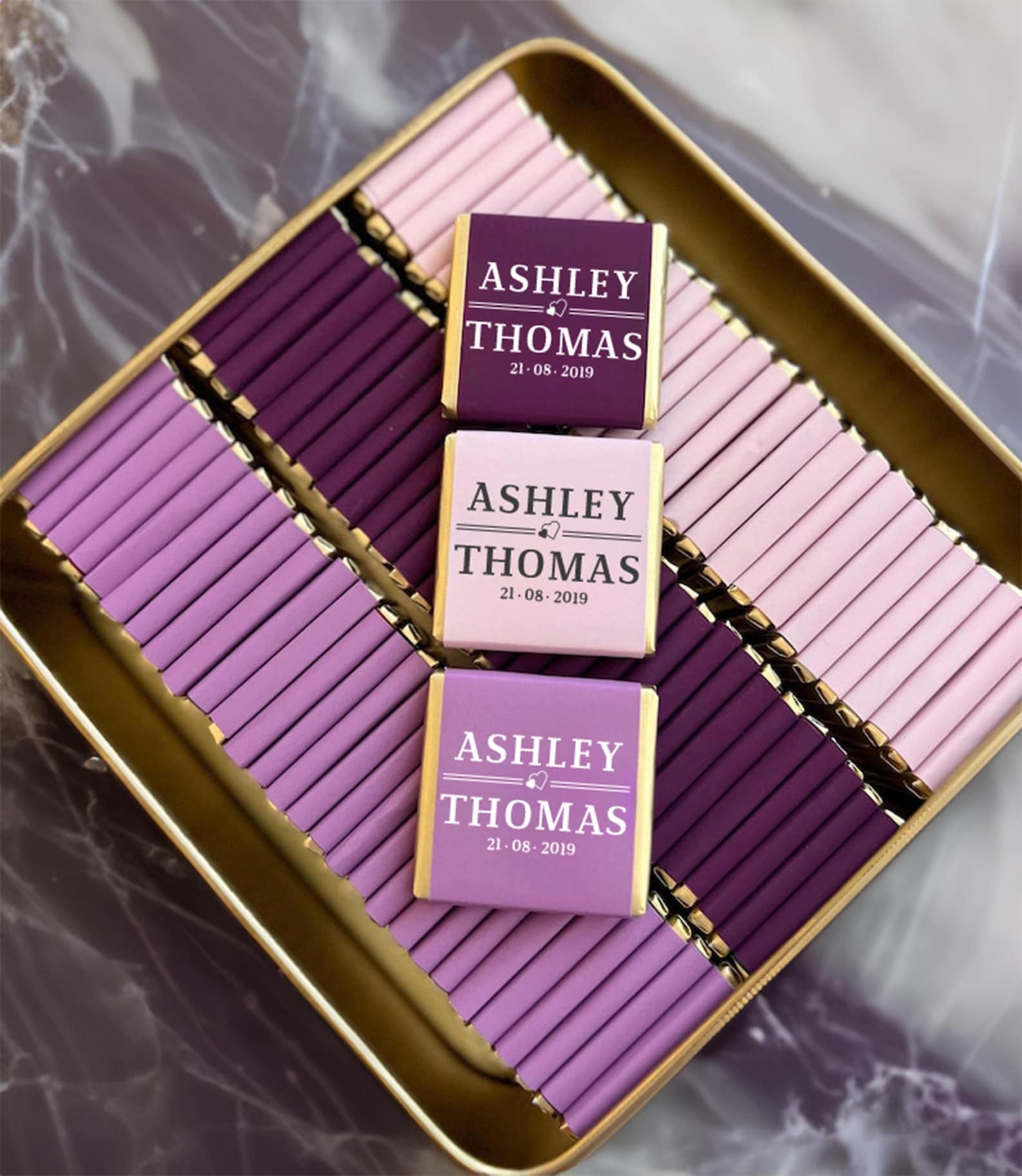 50 Pcs Luxury Wedding Chocolate Favors, Customized Engagement ...