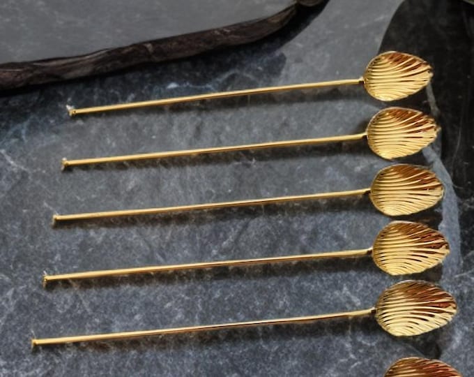 Vintage Italian Gold Plated Shell Cocktail Spoons | Set of 4 | Long ...