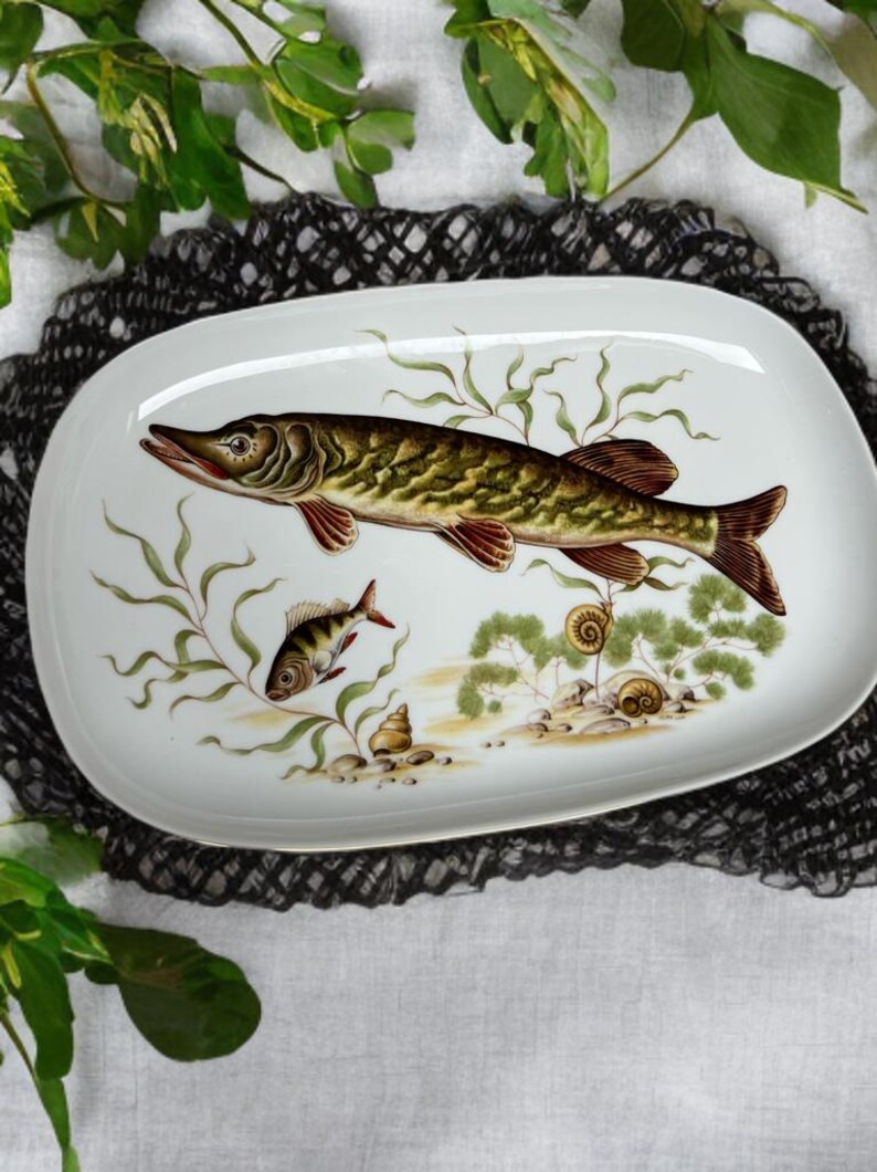 Vintage Porcelain Fish Serving Platter Oval 33cm – Mid Century ...