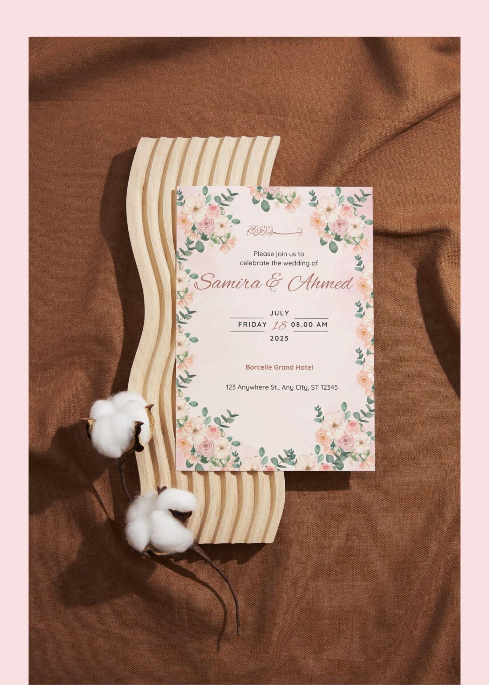 Editable Islamic Nikkah Invitation Template | Flowers Wedding ...