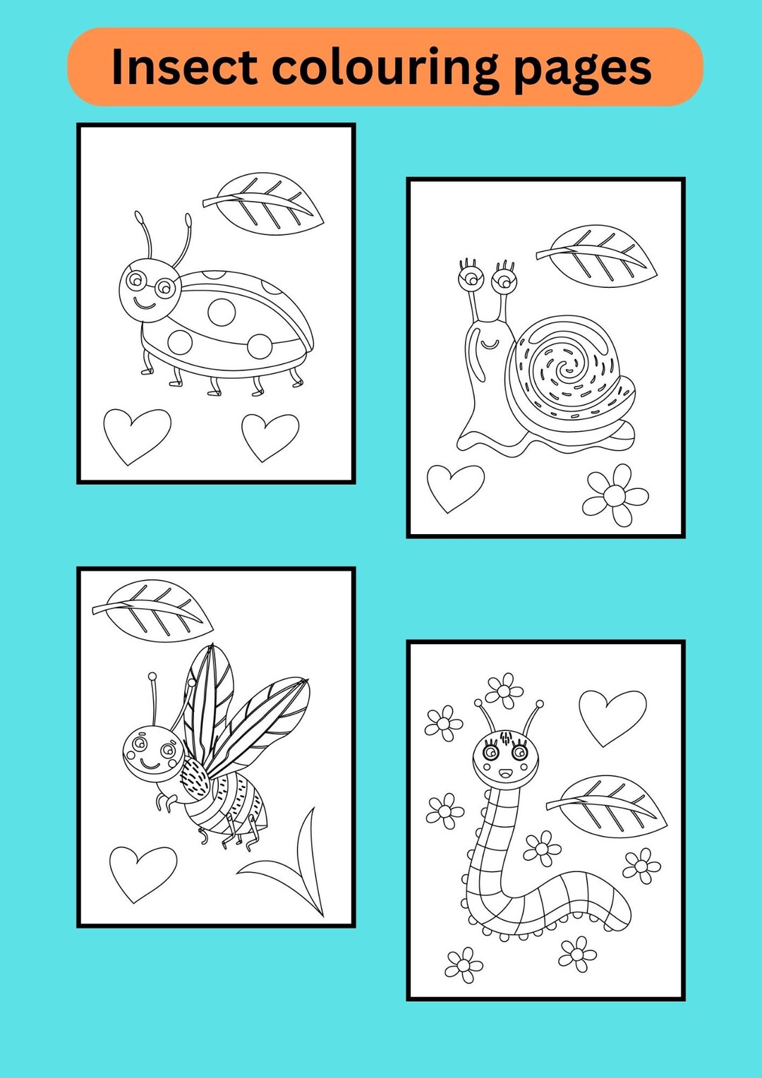 Insect Coloring Book for Kids: Educational Bug Activity (digital ...