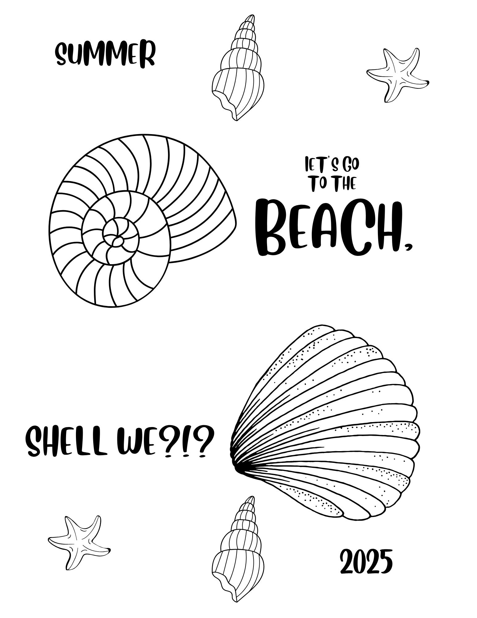 Kids Beach and Summer Coloring Pages - Etsy