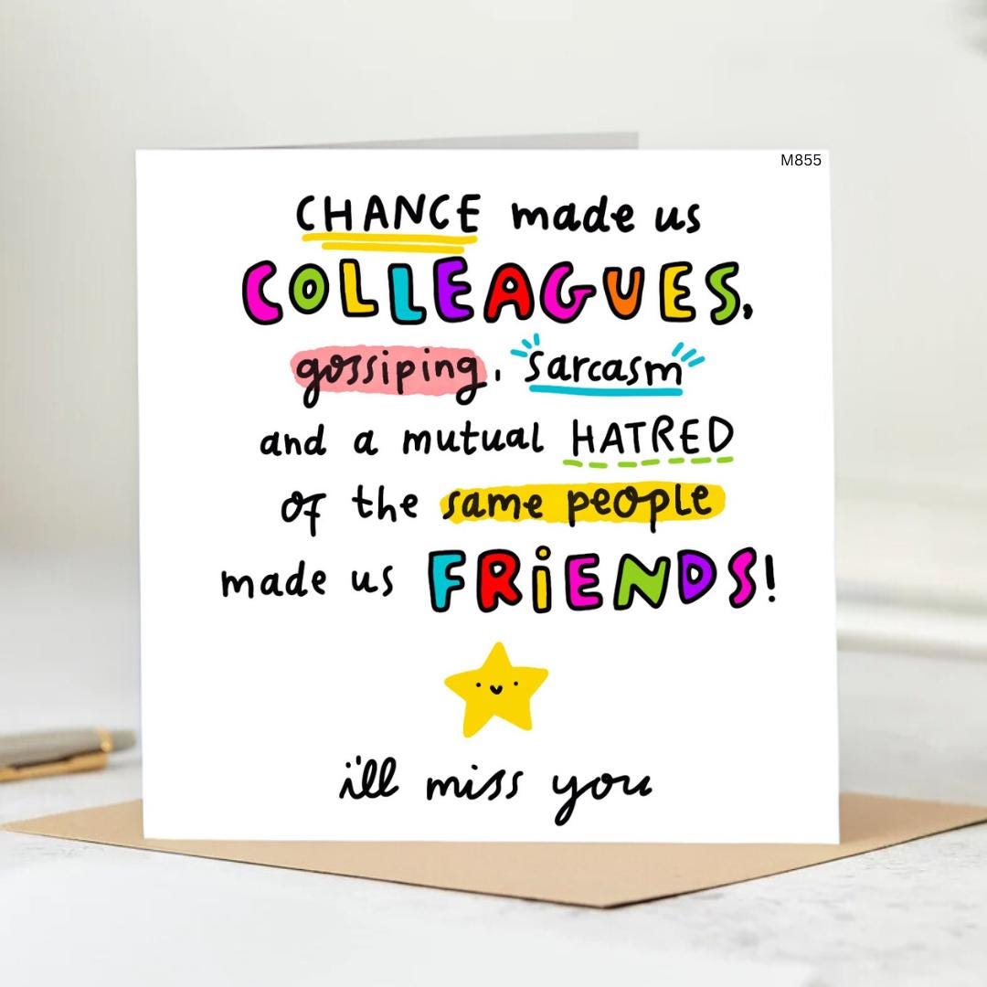 Funny Coworker Farewell Card- Colleagues to Friends Humor Card, Office ...