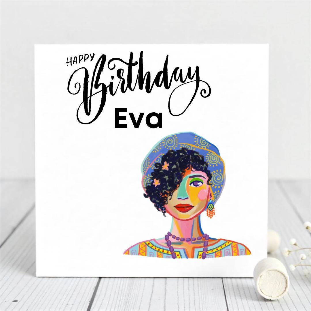 Artistic Birthday Card for Her- Personalized Colorful Illustration Card ...