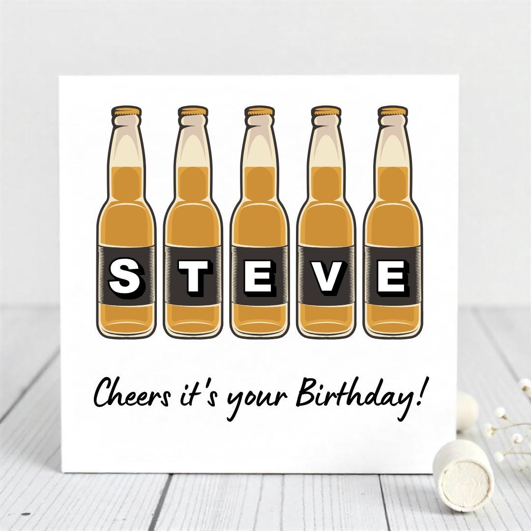 Personalized Beer Birthday Card-funny Beer Bottles Card-beer Lover Gift ...