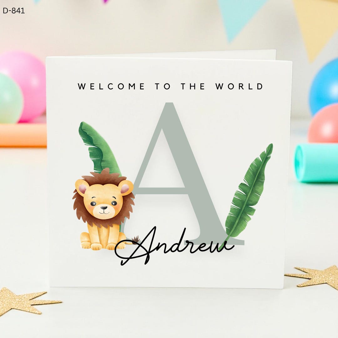 Personalized New Baby Boy Card, Congratulations Safari Theme Greeting ...