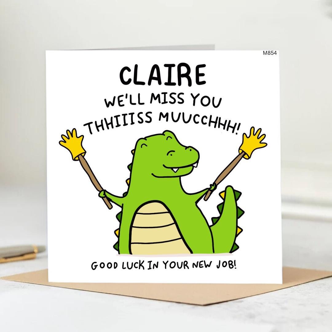 Personalized Dinosaur Farewell Card-funny Coworker Leaving Card-new Job ...