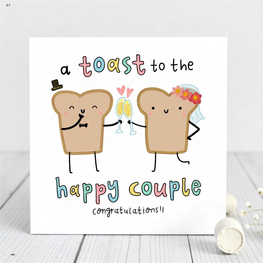 Funny Wedding Card: A Toast to the Couple - Bread Pun Congratulations ...