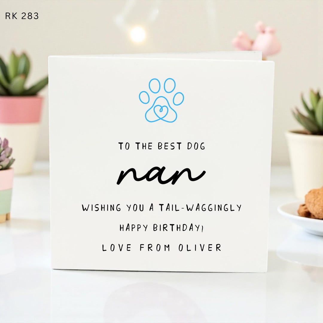 Personalized Dog Nan Birthday Card, Paw Print Design - Etsy