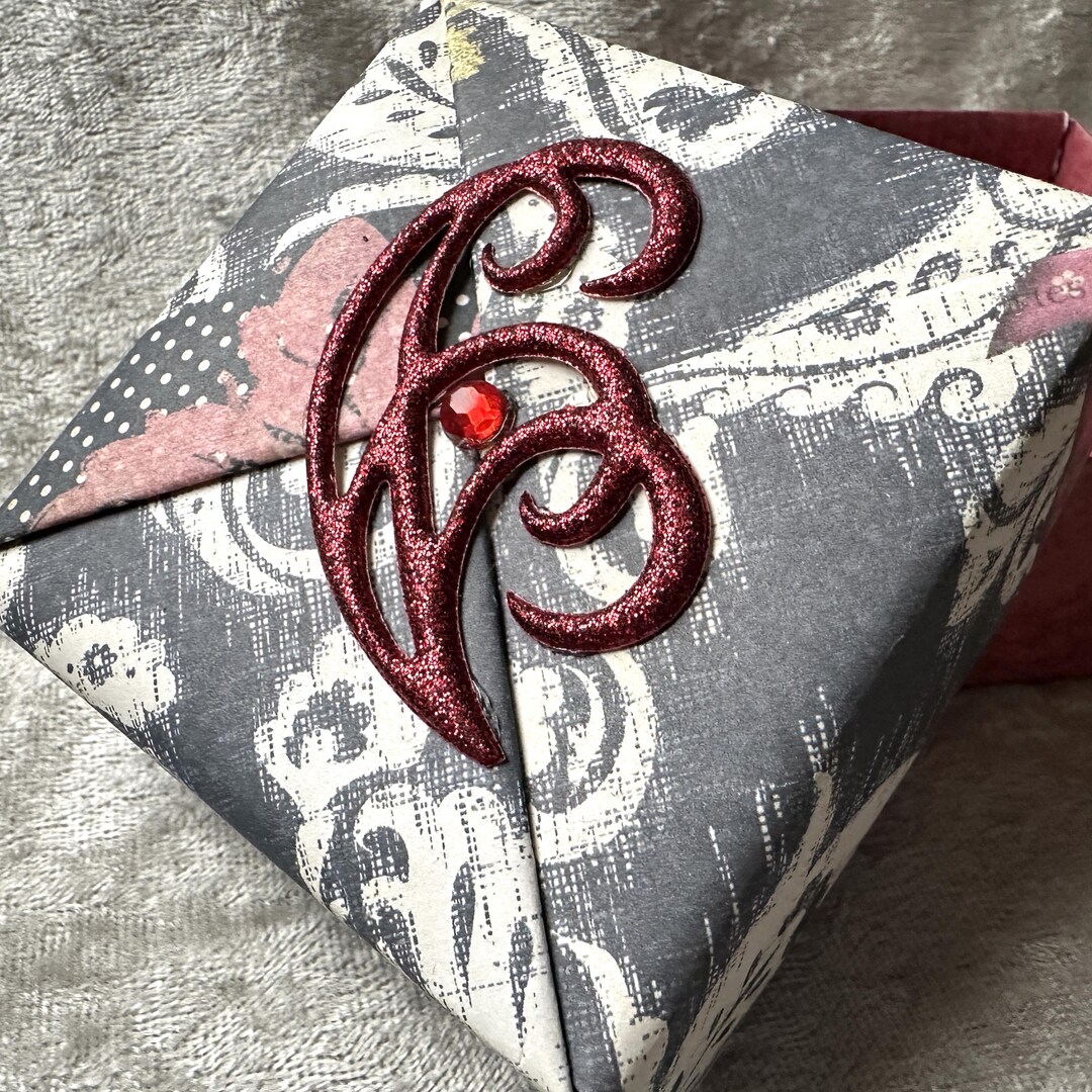 Origami Gift Box: Handmade Red Glitter Swirl Paper Box - Etsy