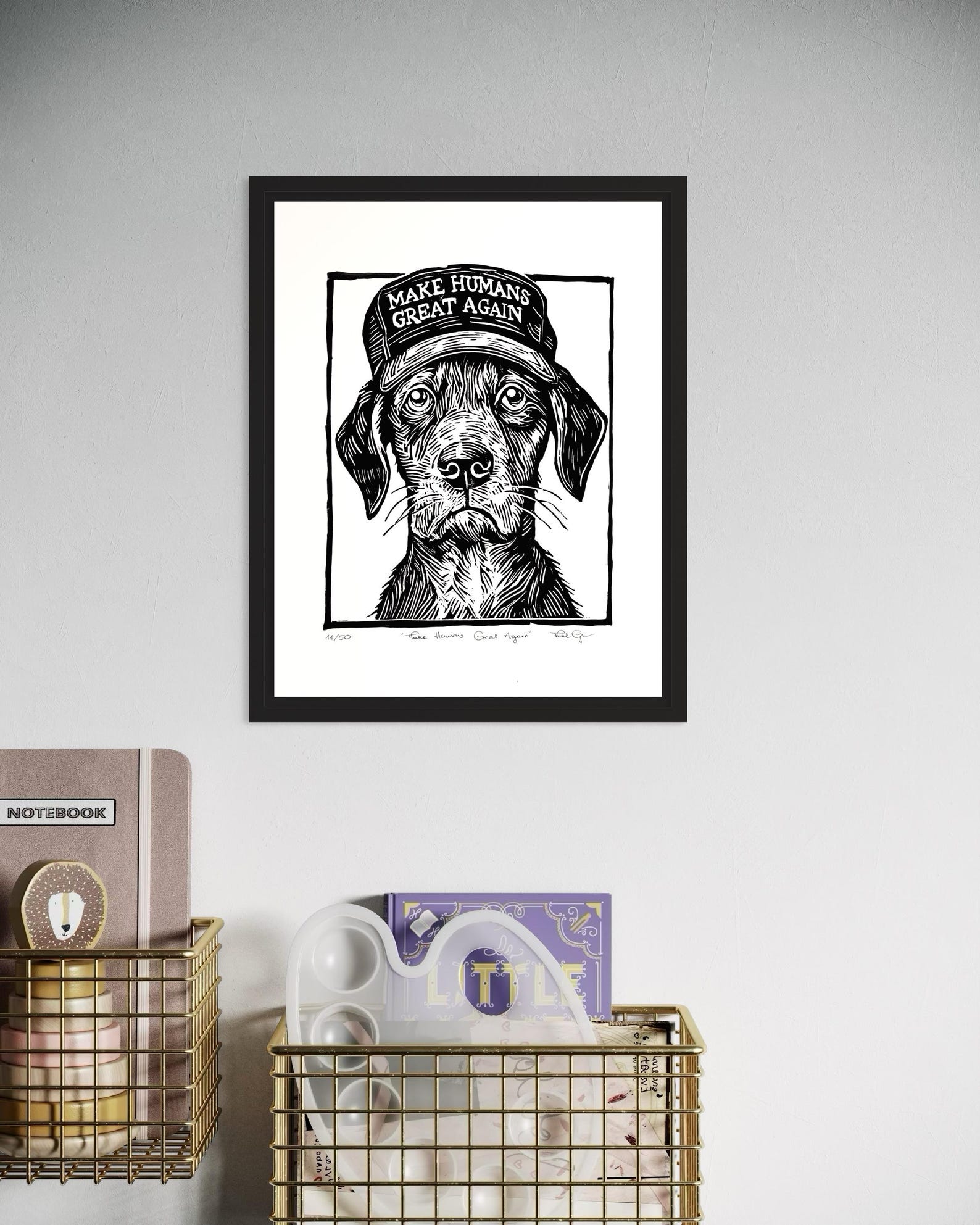 Linocut Print - "make Humans Great Again" - Etsy