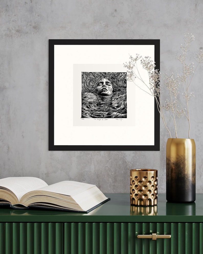 Linocut Print - "the Weight of Water" - Etsy