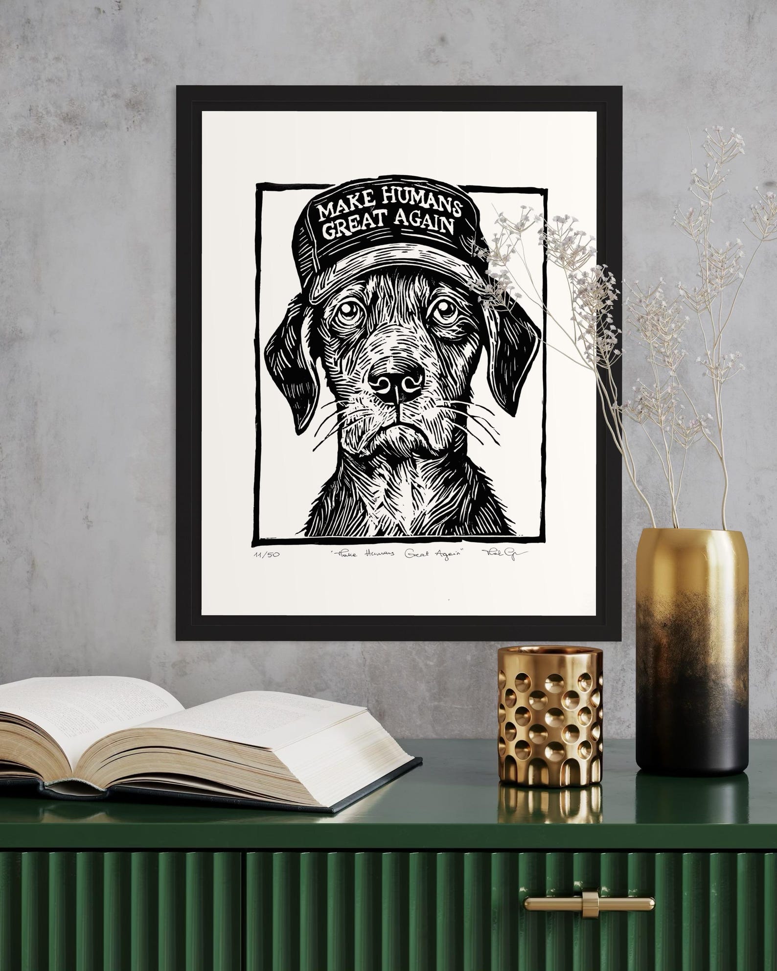 Linocut Print - "make Humans Great Again" - Etsy