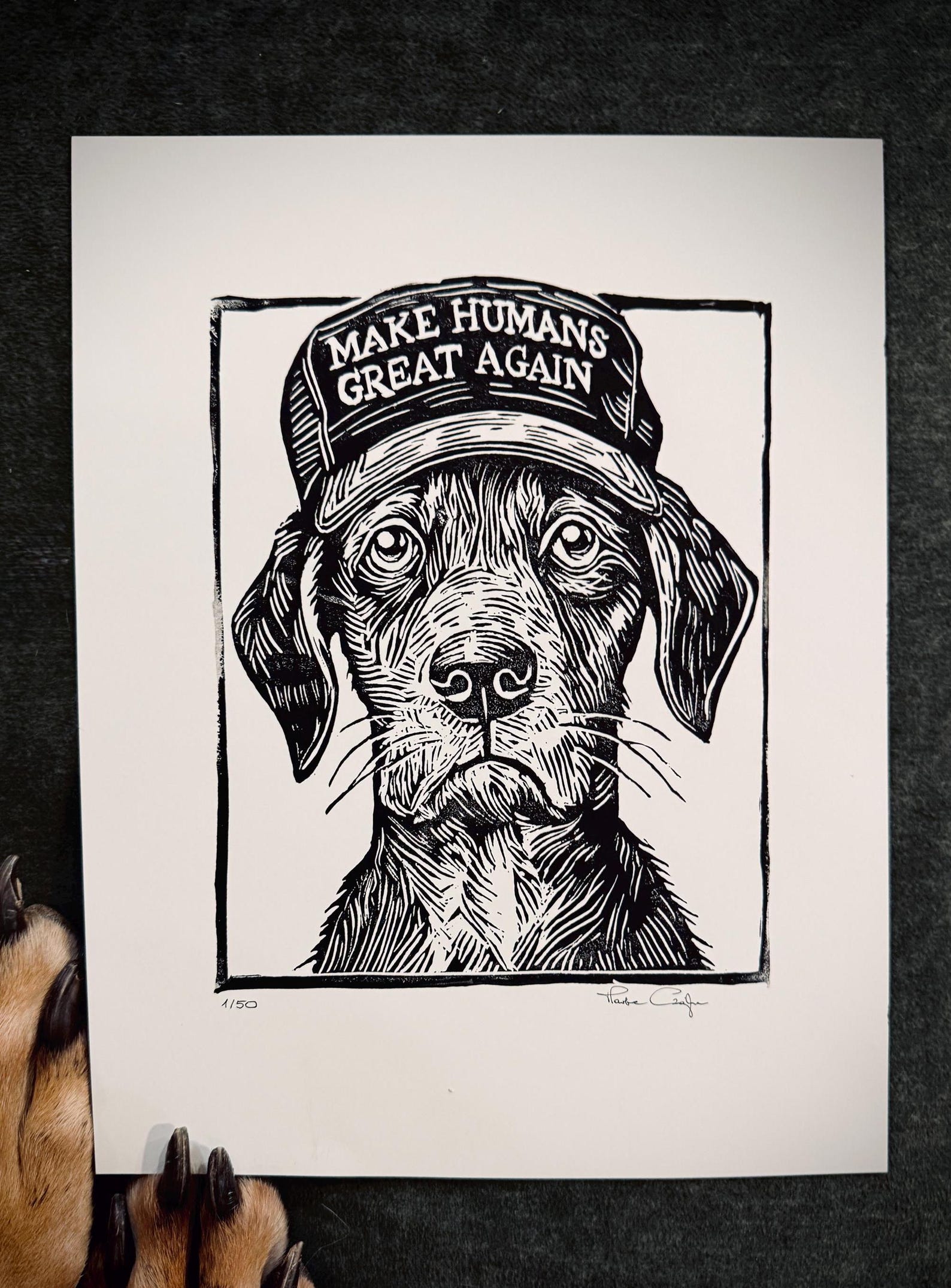 Linocut Print - "make Humans Great Again" - Etsy