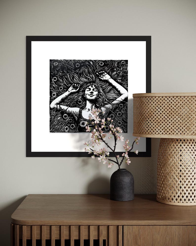 Linocut Print - "spring Reverie" - Etsy