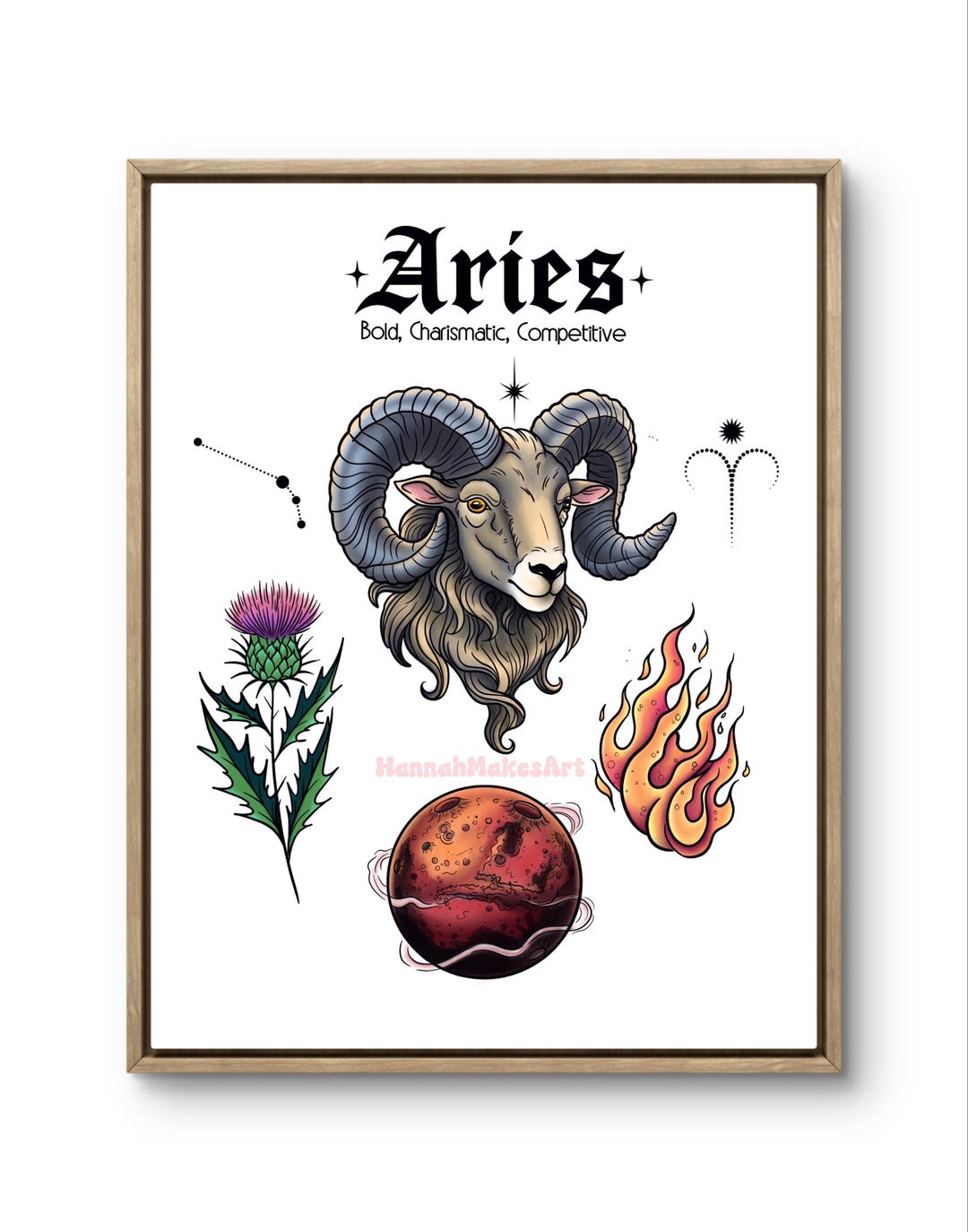 Aries Tattoo Design, Printable, Ready to Print, Tattoo Flash Sheet ...