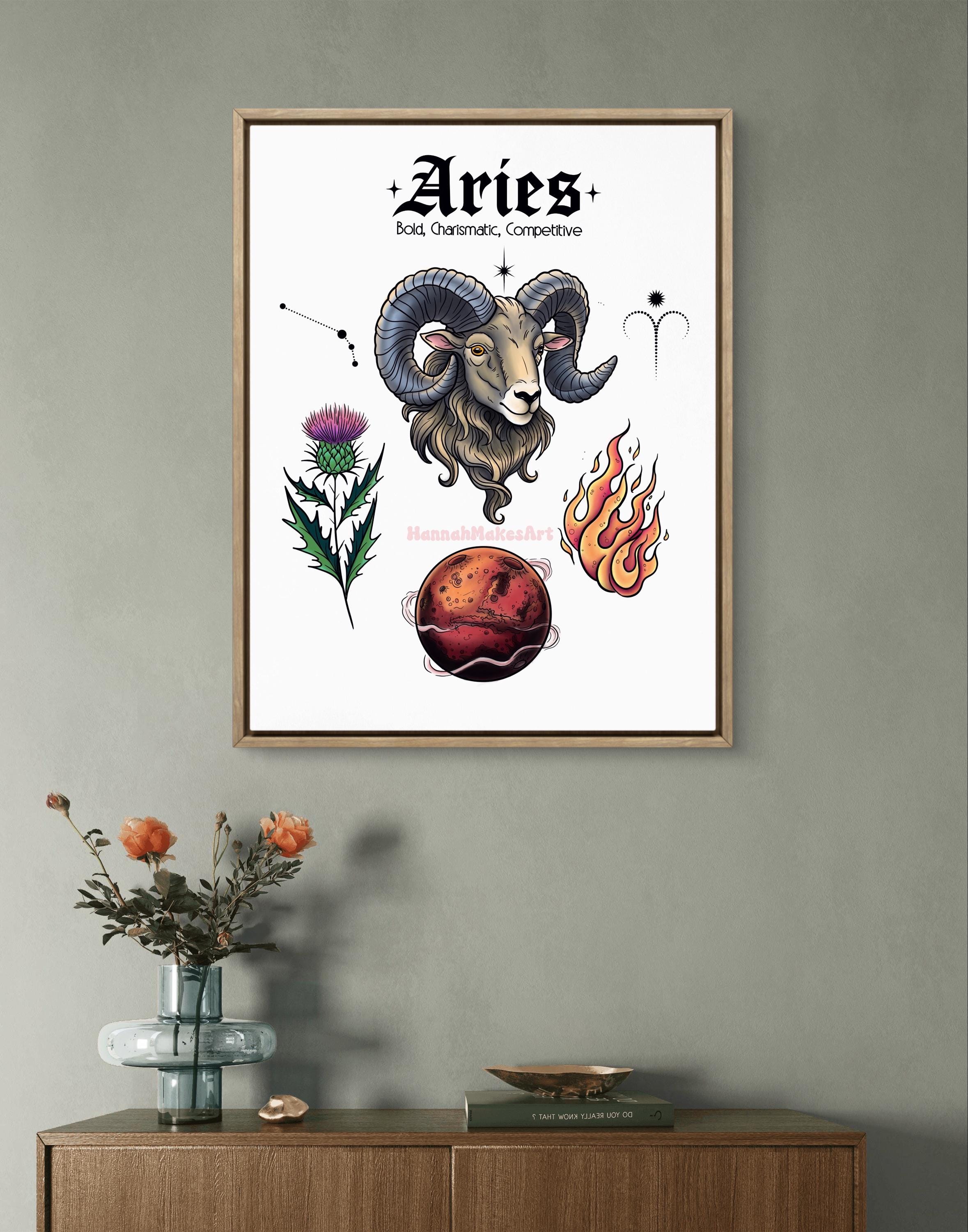 Aries Tattoo Design, Printable, Ready to Print, Tattoo Flash Sheet ...