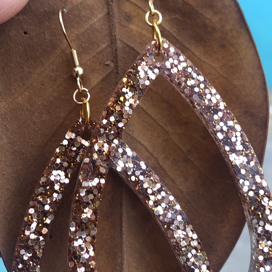 Bold Gold Glitter Teardrop Hoops - Etsy