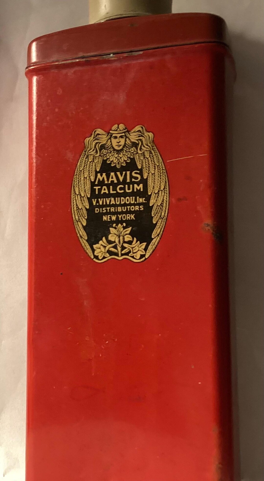 Vintage Mavis Red Talcum Tin - Etsy