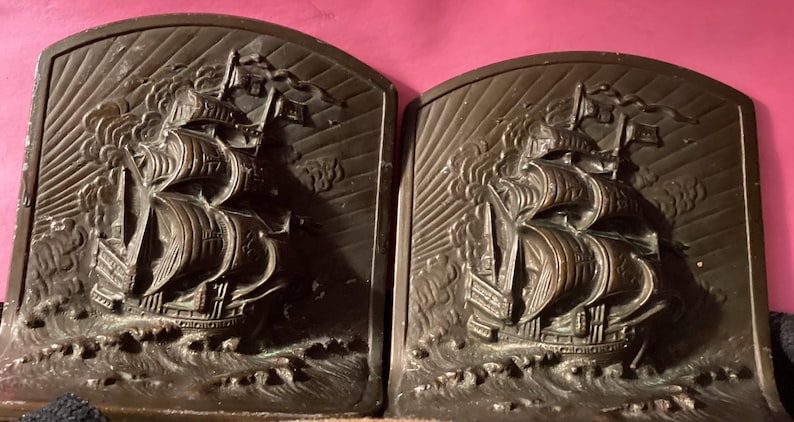 Antique Sailing Ship Bookends - Etsy