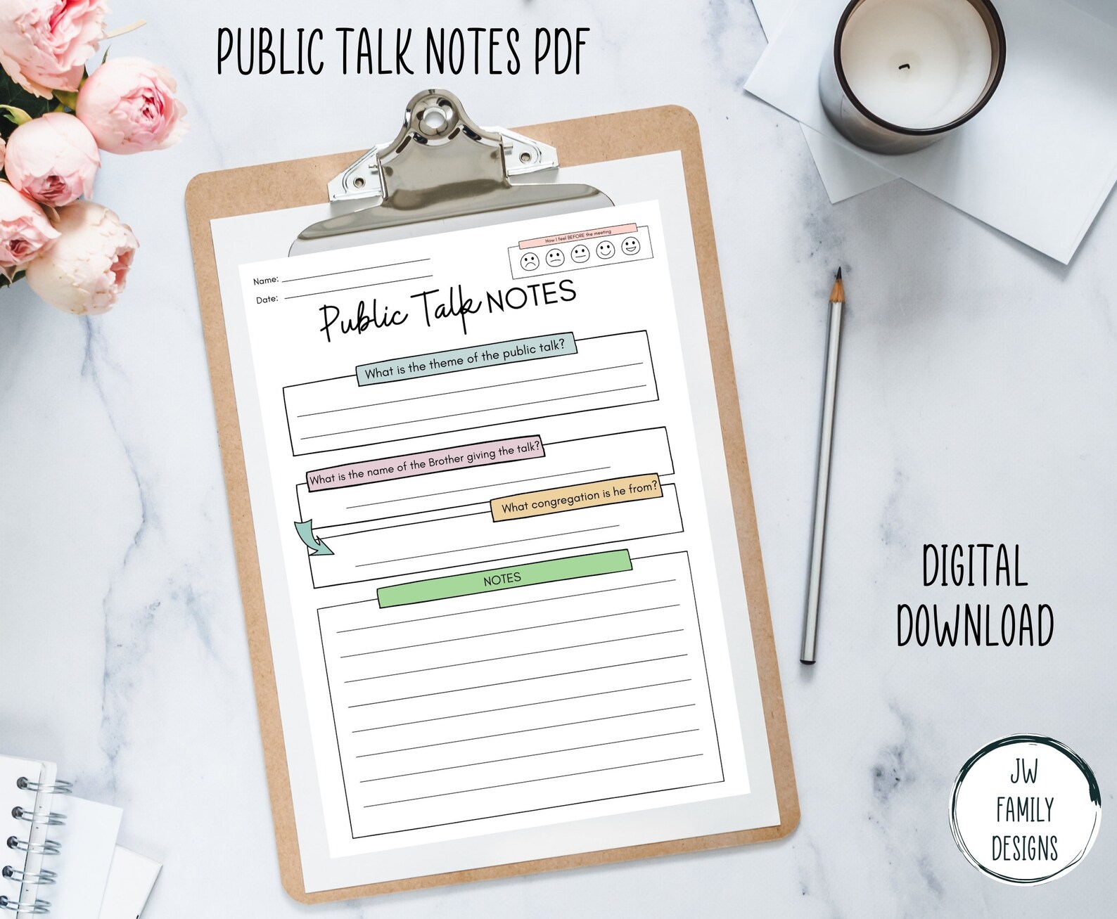 Printable JW Public Talk Notes PDF Kids Teens Adults - Etsy
