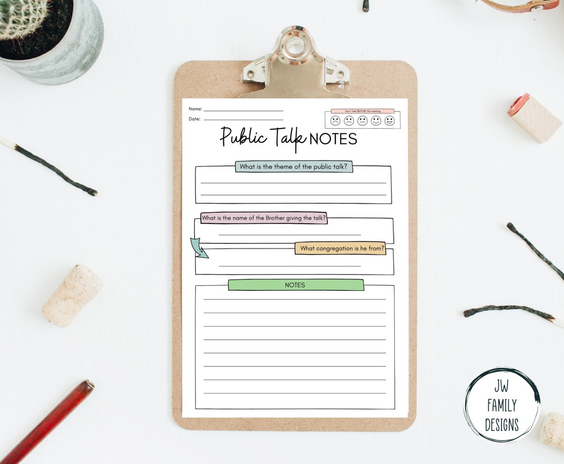 Printable JW Public Talk Notes PDF | Kids | Teens | Adults - Etsy