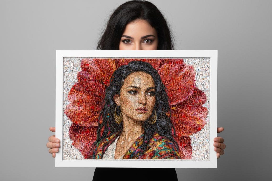 Personalized Photo Collage Portrait for Her | Custom Mosaic Portrait ...
