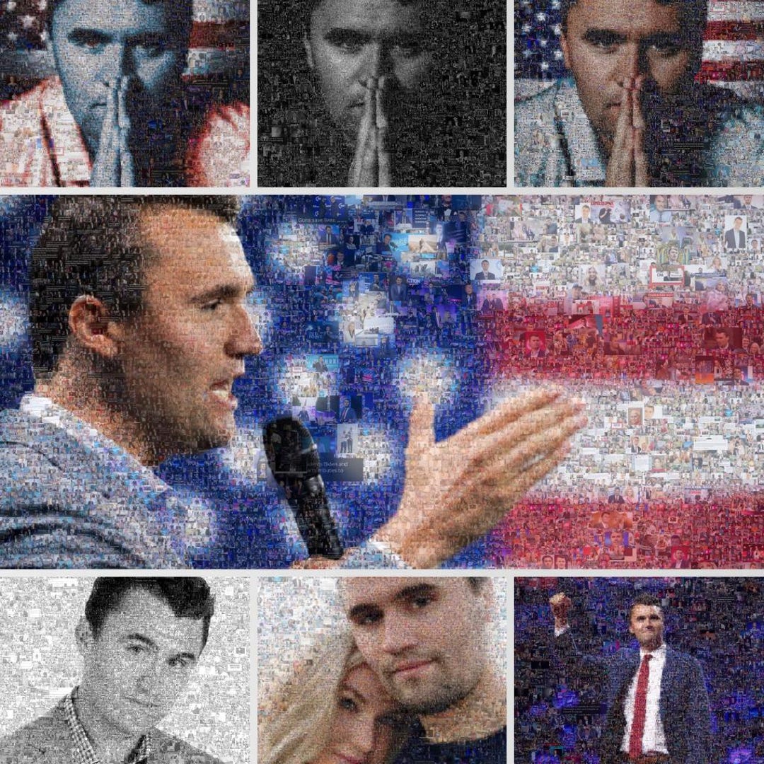 Charlie Kirk Portrait, Bundle of 7 High-resolution Photo Mosaic ...