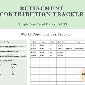 Editable Retirement Accounts Tracker|track 401(k) and Ira|printable ...