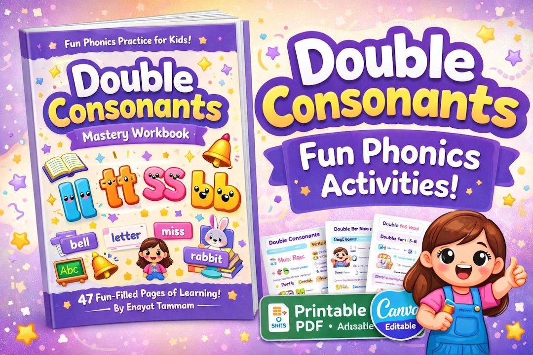 Double Consonants Phonics Workbook | Kids CVC Rule Activities ...