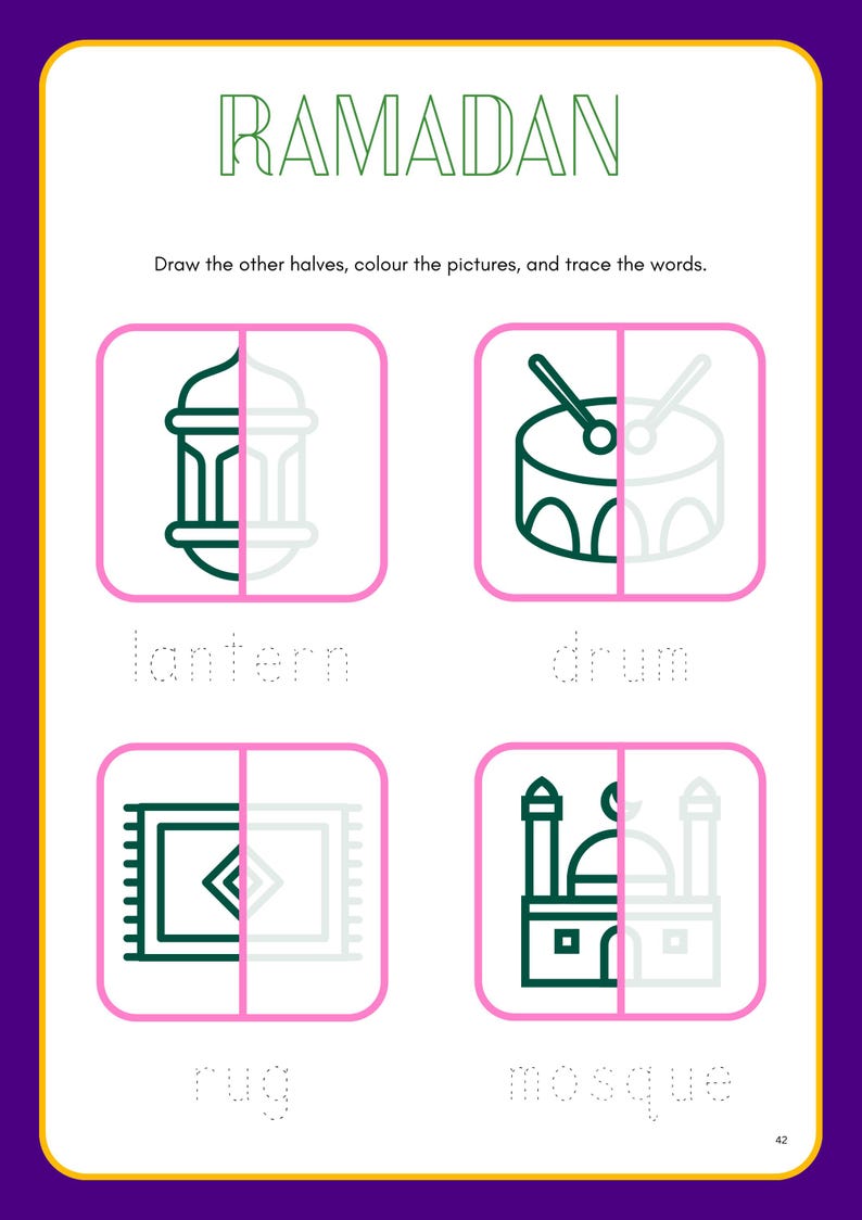Ramadan Activity Book for Kids | Daily Du‘aa, Puzzles, Islamic Workbook ...
