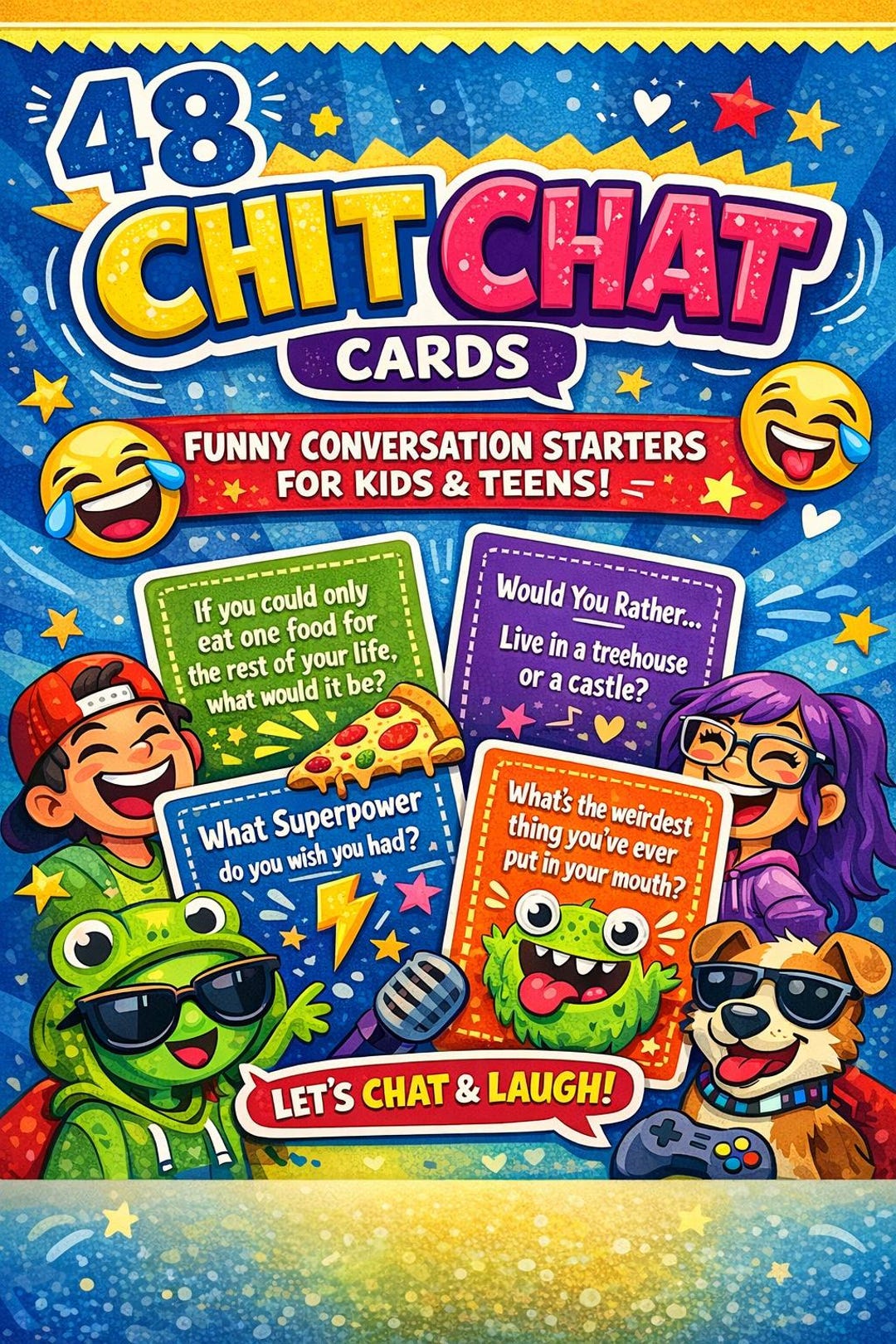 Buy ESL Conversation Starter Cards | Chit Chat Prompts for Kids, Teens ...