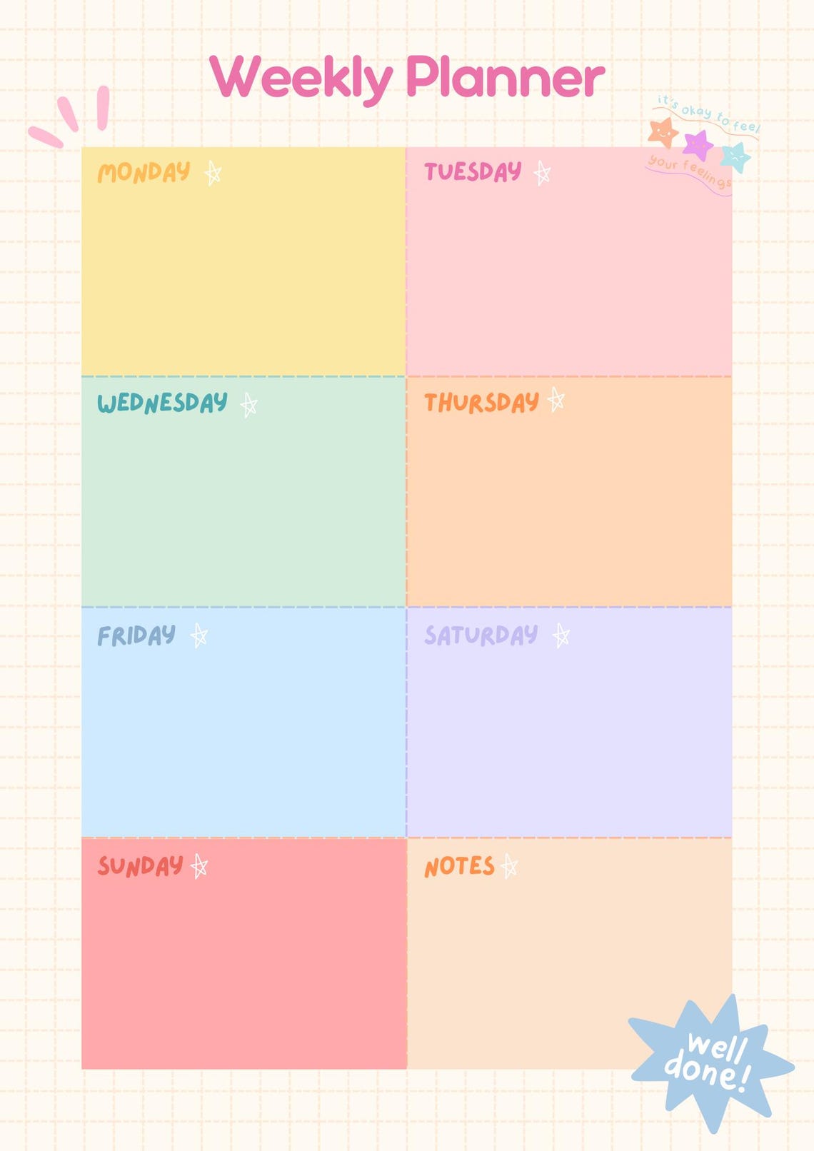 Colourful Weekly Planner - Etsy