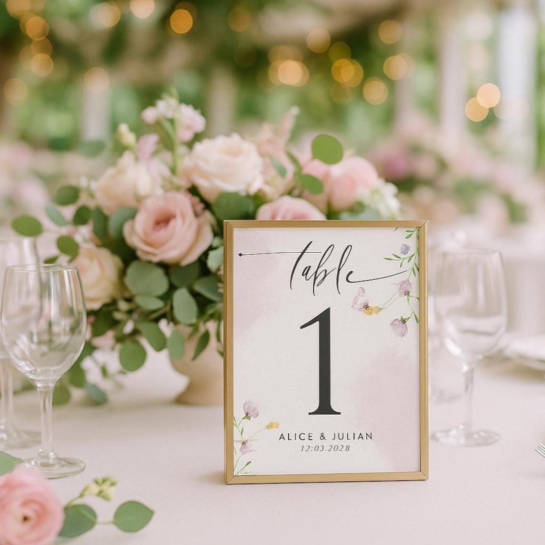 Pastel Floral Watercolor Table Card | Printable & Editable Table ...