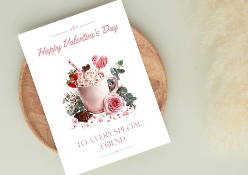Friend Valentine's Day Card | Cozy Mug, Floral Design (digital Download ...