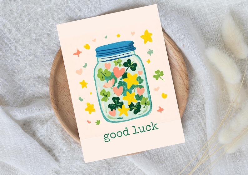 Good Luck Card | Printable Luck Card | New Year Card | Instant Download ...