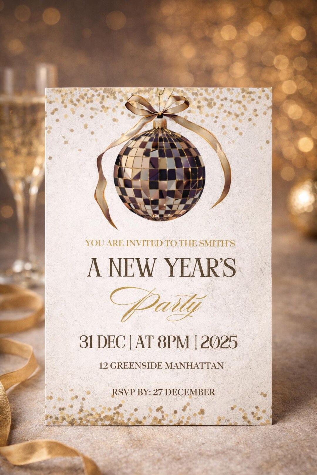 New Year’s Eve Party Invitation Template | Editable Canva NYE Invite ...