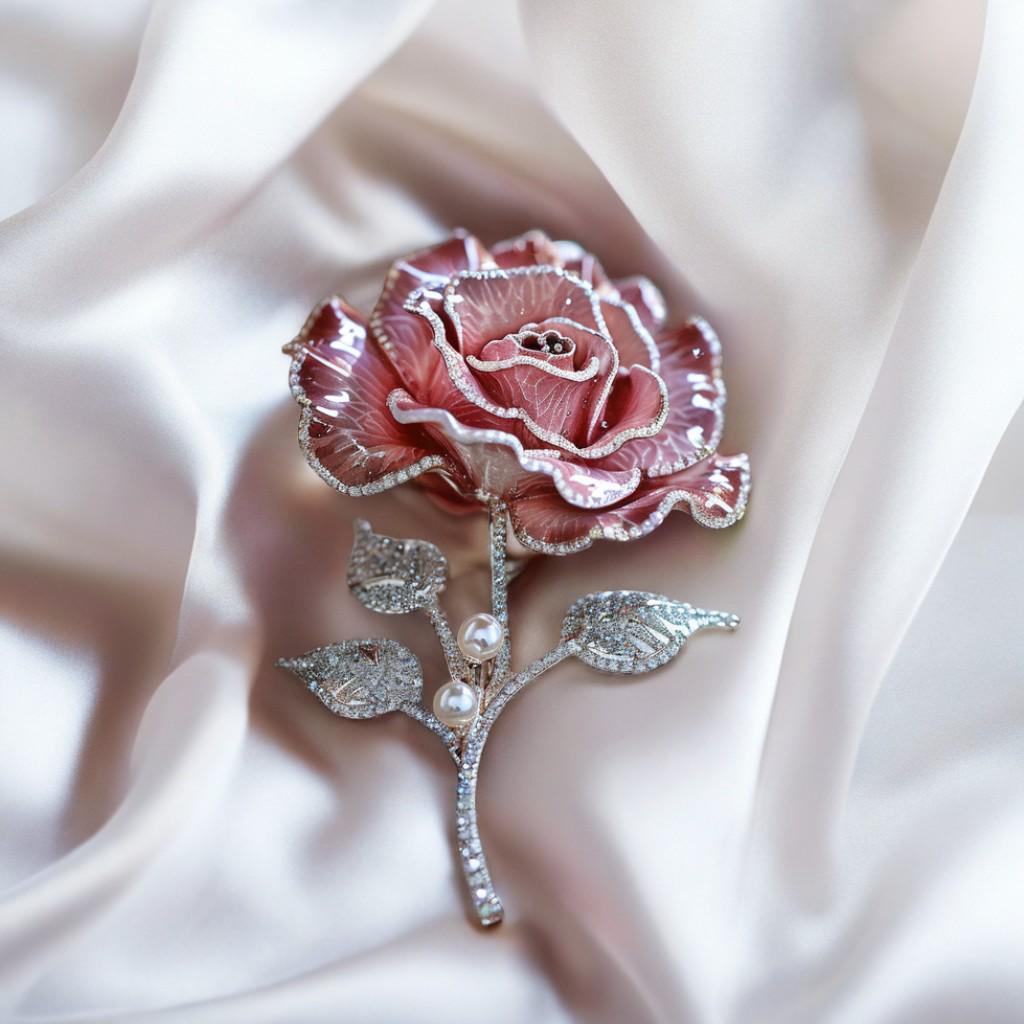 Luxurious Original Design Rose Brooch 3D Handmade Enamel Full ...