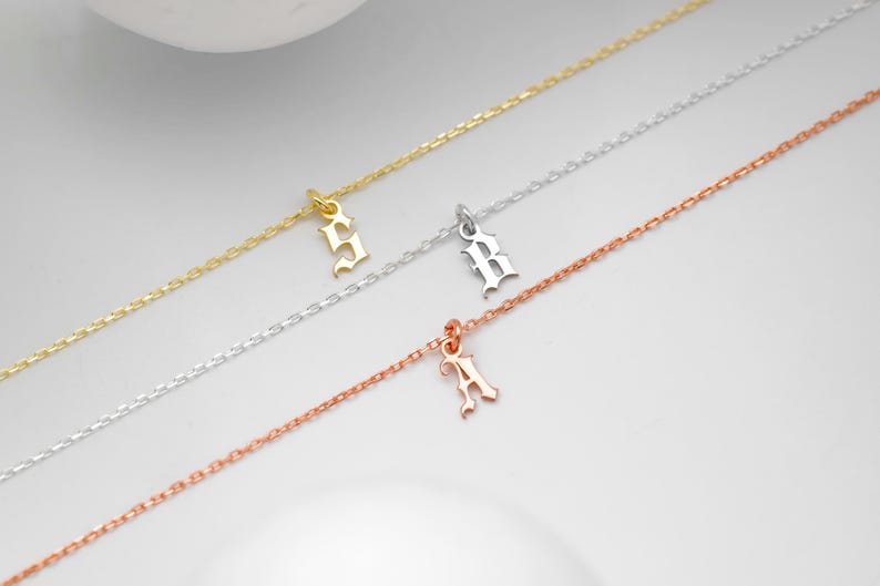 Gold-filled Old English Initial Necklace: Gothic Personalized Jewelry ...
