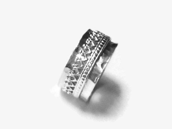 Sterling Silver Spinner Ring Worry Ring Spinning Ring Crown Ring ...